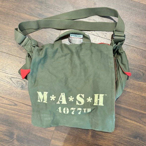 Bags | Nwt Mash Tv Show Shoulder Bag Army Green Red Rare | Poshmark